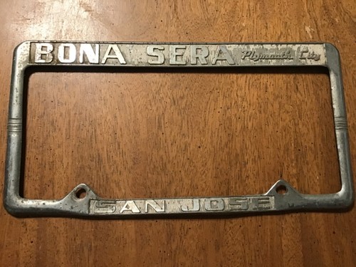 Bona Sera Plymouth San Jose License Plate Frame dealership California ...