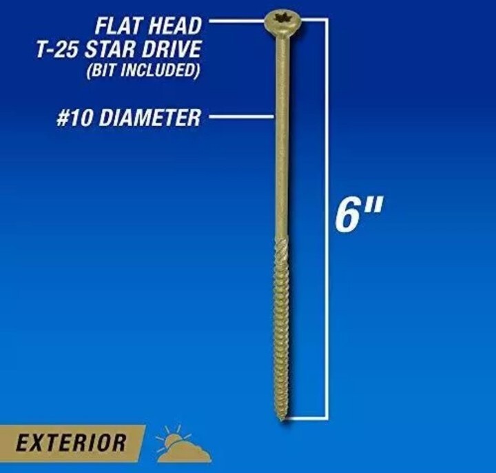 Power Pro 48618 Wood Deck Screws #10 x 6 Rust Resistant Outdoor Premium ...