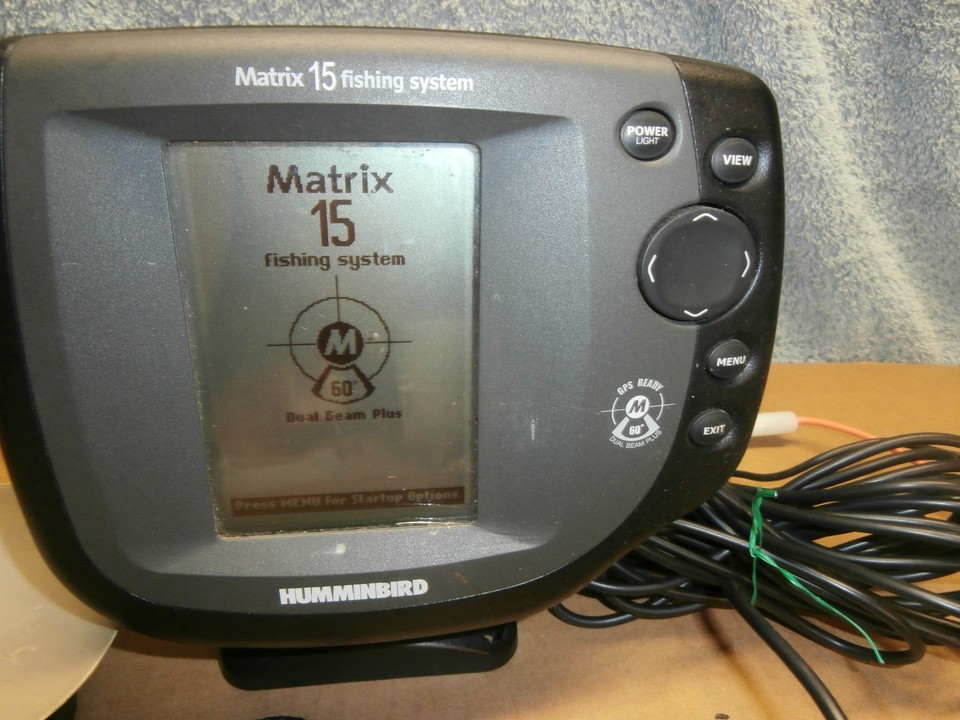 HUMMINBIRD MATRIX 15 DEPTH FISH FINDER X47 W/ TRANSDUCER & ALL CABLES ...