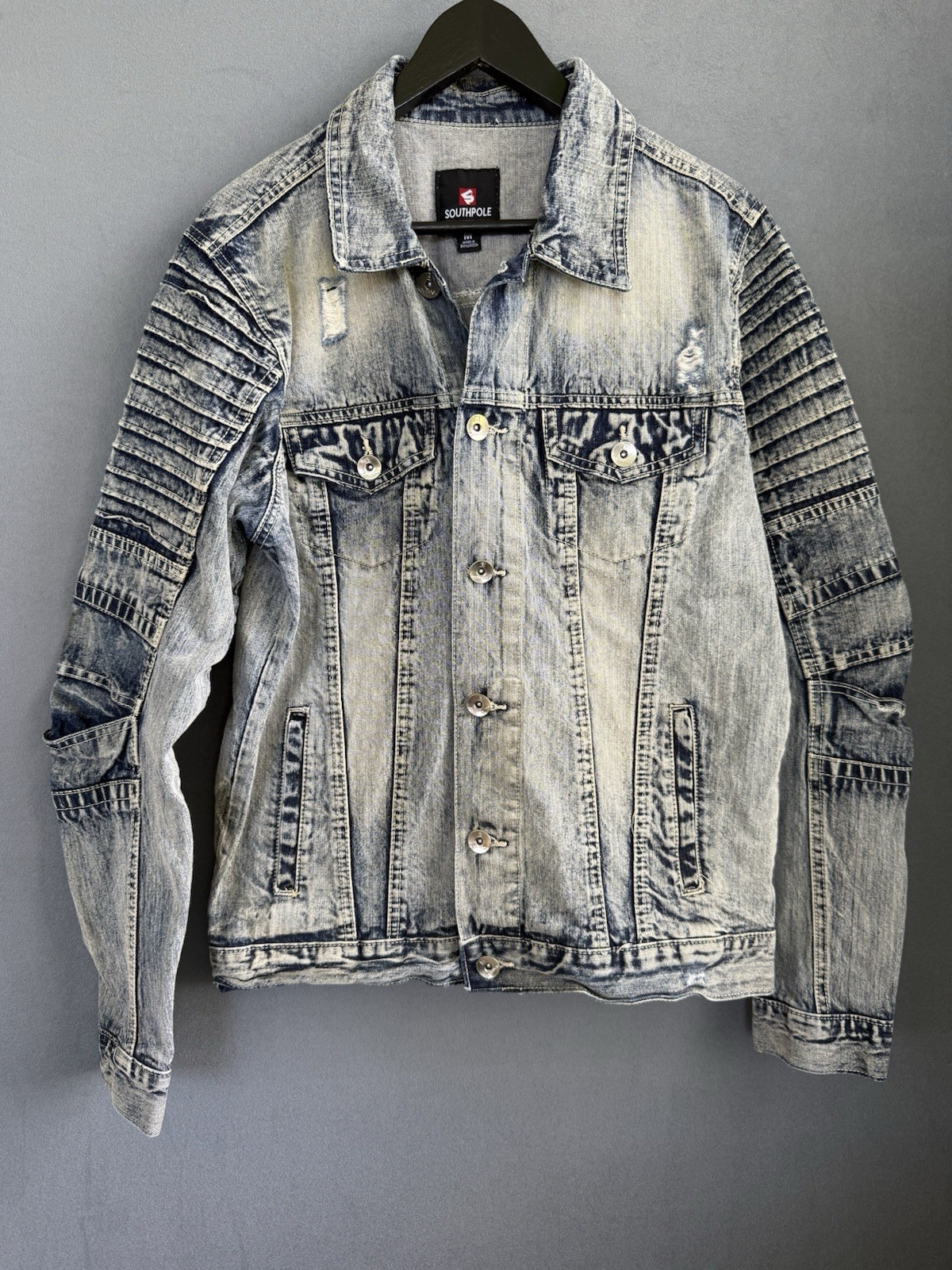 Vintage SOUTHPOLE Heavy Denim Jacket Men’s MED Distre… - Gem