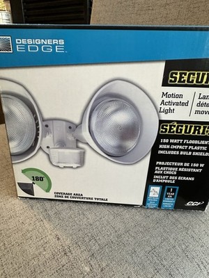 Designers Edge 150 Watt Security Floodlight with Motion Activated White ...