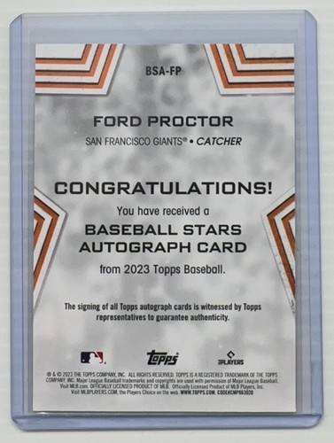 2023 Topps Ford Proctor Baseball Stars Rookie Auto RC #BSA-FP Giants | eBay