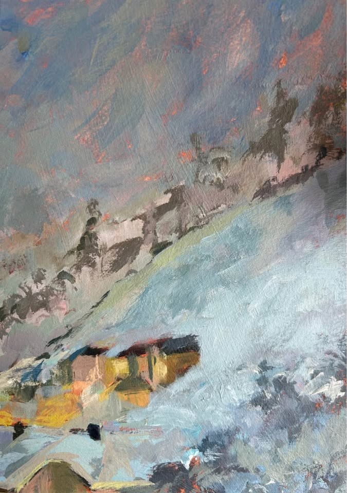 Winter Snow Original Acrylic Painting, 12x9 Inches Handmade Landscape ...