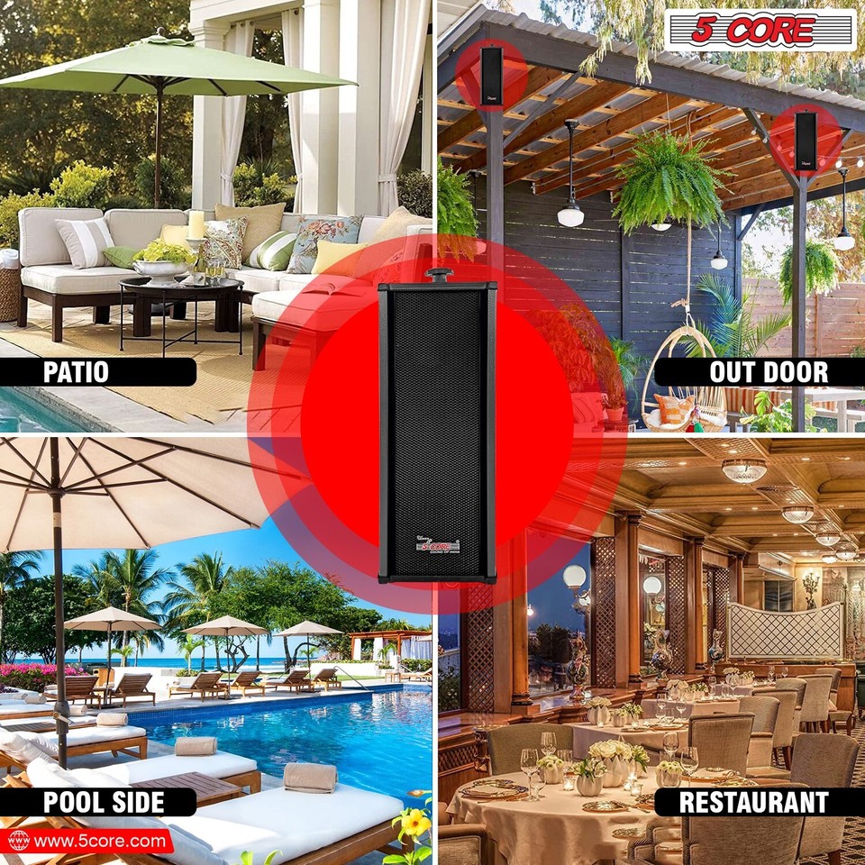 5Core Outdoor Speakers Stereo In Wall 100W Passive Wired Waterproof ...