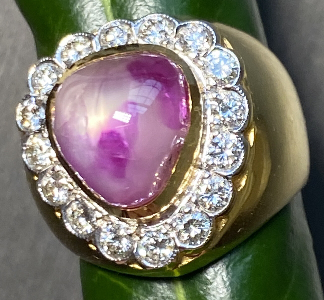 Vintage Diamond Ruby Ring Estate Fine Jewelry Pre-Owned 18K Yellow Gold ...