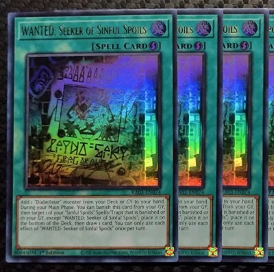 3x WANTED: Seeker of Sinful Spoils RA03-EN074 Ultra Rare 1st Ed NM PLAYSET | eBay
