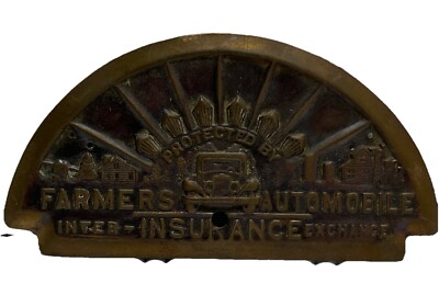 Vintage Farmers Automobile Inter-Insurance Brass Exchange Emblem* | eBay