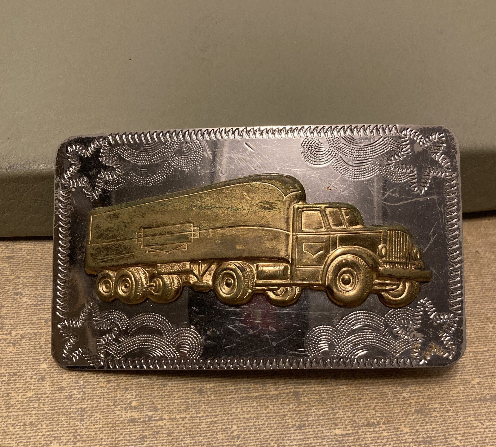 ORIGINAL 1940s Semi TRUCKING Tractor Trailer Engraved… - Gem