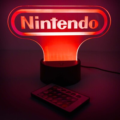 Nintendo LED Edge Lit Night Light Sign W/16 Color Base & Remote | eBay