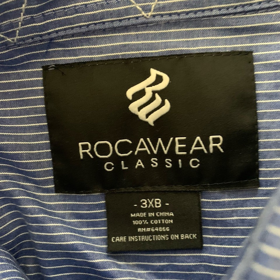 Rocawear Shirt Mens 3XB Button Up Short Sleeve Blue Pinstripe Y2K Retro ...