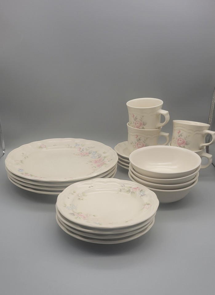 Vintage Pfaltzgraff Tea Rose Dinnerware Set - Tea Rose Stoneware 20 ...