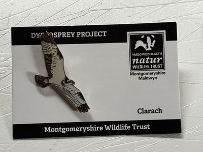 RSPB interest OSPREY Welsh Dyfi Project Enamel Pin Badge bird on card ...