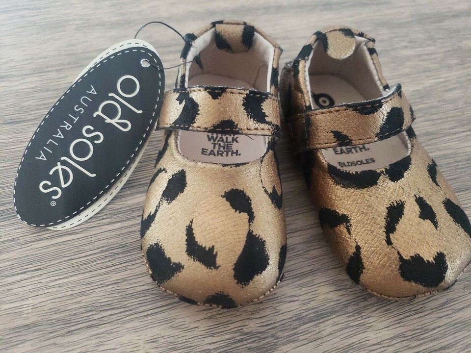 Old Soles Shoes Soft Sole Mary Jane Shoes Leather Cheetah Print Gold ...