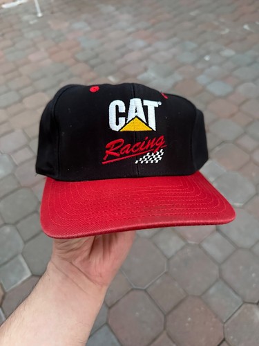 Vintage CAT Racing Caterpillar Black Trucker Hat Snapback | eBay
