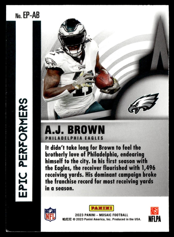 2023 Panini Mosaic A.J. Brown #EP-AB Epic Performers Philadelphia ...