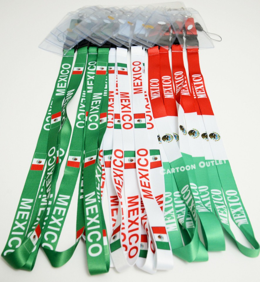 12 Mexico Flag Lanyard Keychain ID Holder Neck Strap Lanyards Favors ...