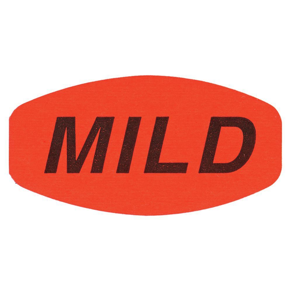 Mild Labels Fluorescent Red Grabber Grocery Store Labels Black Imprint ...