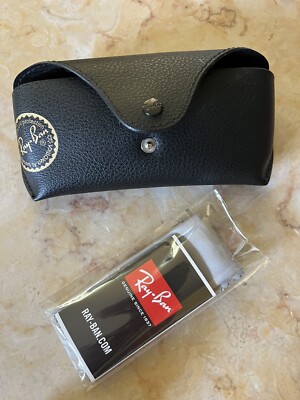 Authentic Ray-Ban Sunglasses Leather Case Black Genuine With Cleaning ...