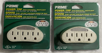 2 Prime Power Tap With Photocell Nightlight Automatically Turns On ...