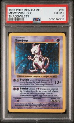 1999 Pokemon TCG | Mewtwo Holo Shadowless | #10 | Base Set | PSA 6 EX ...
