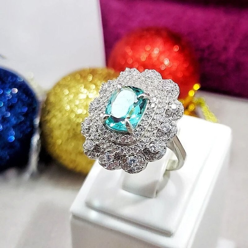 925 Sterling Silver Ring For Women Genuine Silver Ring Women Aquamarine ...