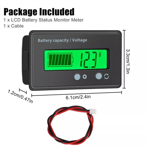 12V/24V/36/48V Battery Status Charge LCD Digital Indicator Monitor ...