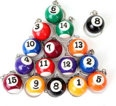 1x Billiards Table Pool Ball Keychain Cool Player Gift - Choose Numbers ...