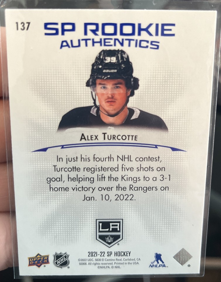 Alex Turcotte Los Angeles Kings 2021-22 SP Rookie Authentics #137 | eBay