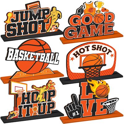 6 Pieces Basketball Wooden Table Decorations Basketball Birthday Party ...