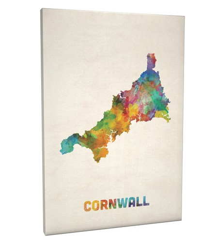 Cornwall England Watercolor Map Box Canvas and Poster Print (1106) | eBay