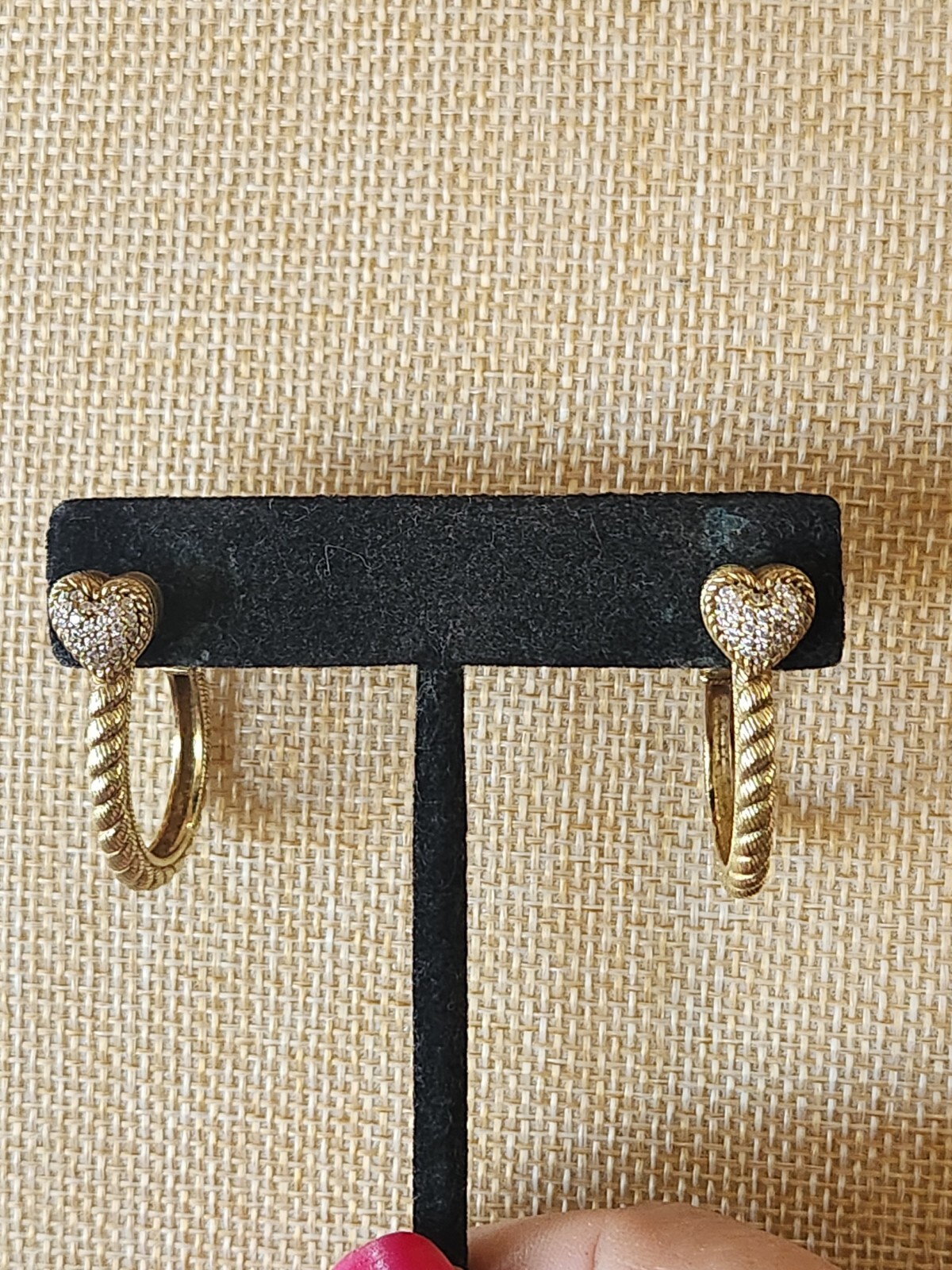 Judith Ripka 925 & Gold Vermeil Rope Hoop W/ Heart they Measure 1.26 ...