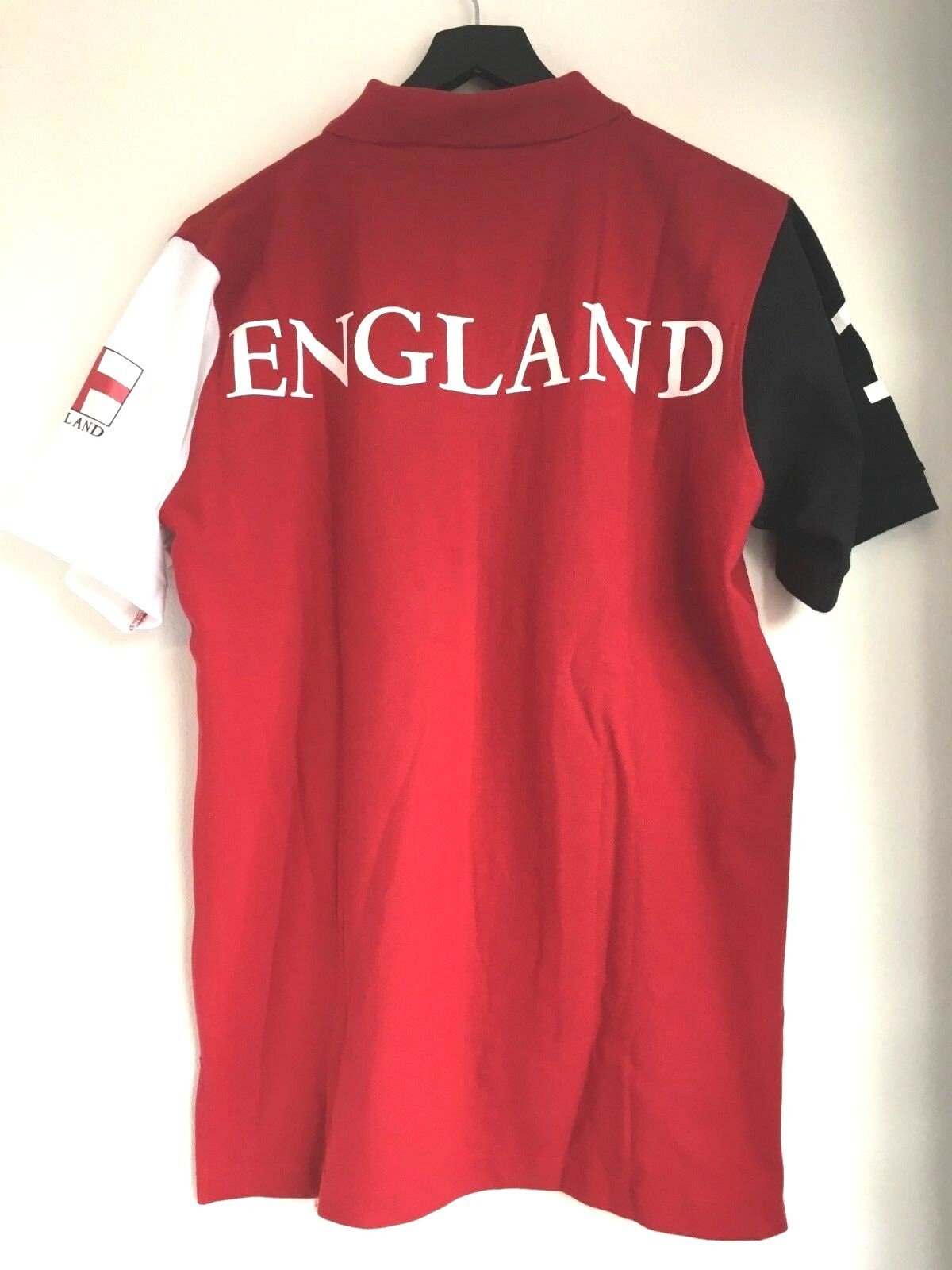 Men's England Lion St George Polo shirt Football S M L XL Red White ...