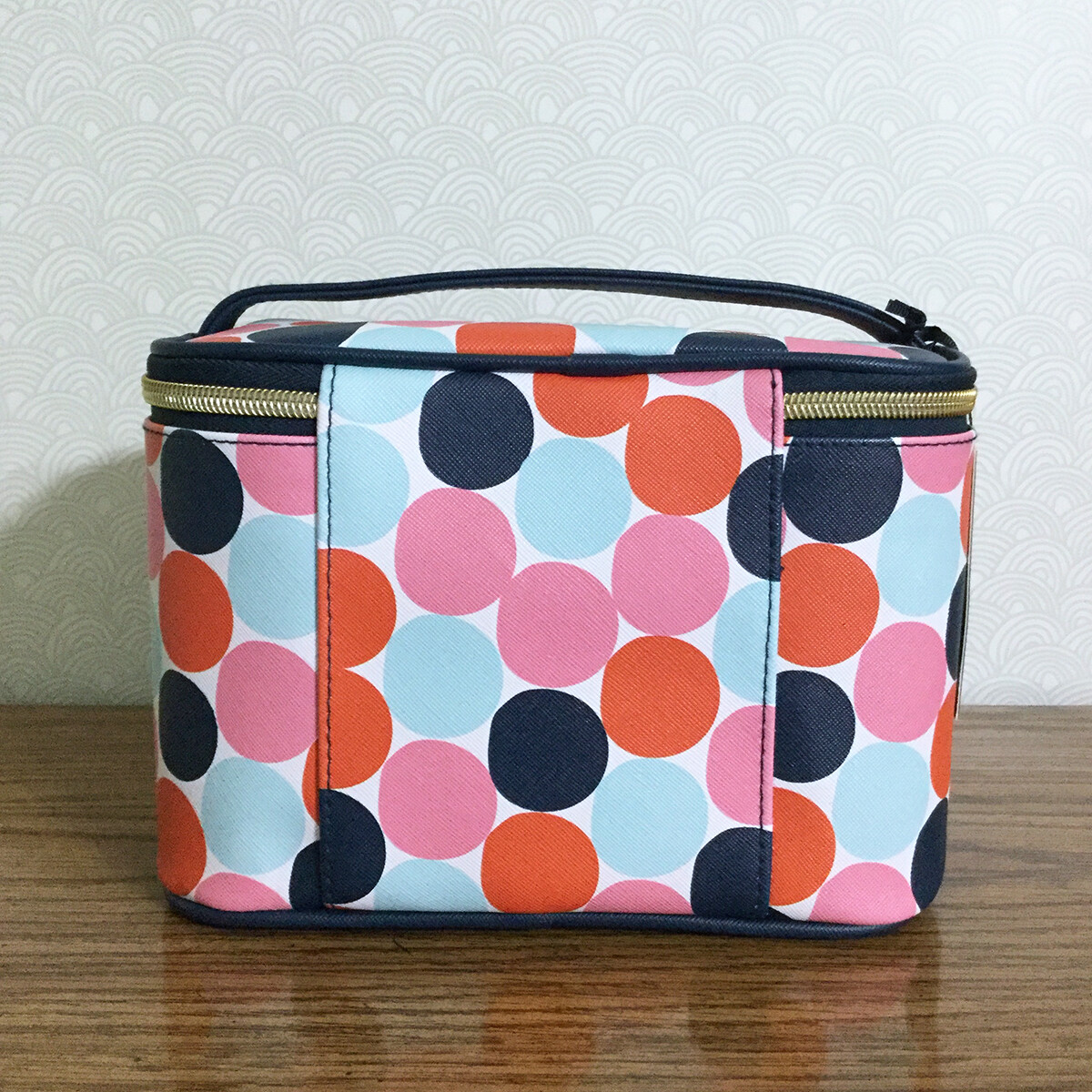 Dabney Lee Polka Dot Cosmetic Train Case Large Makeup Bag Retro Travel ...