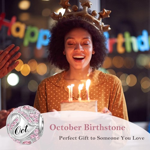 October Birthstone Charm for Charms Bracelet 925 Sterling Silver Love ...