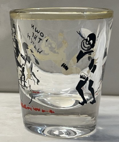 Vintage "Down the Hatch" Shot Glass Cannibal Jungle Caricatures | eBay