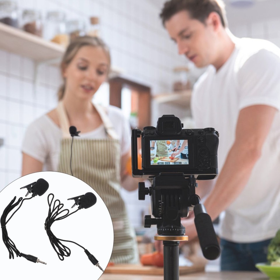 2 Pcs Lavalier Collar Mike Mic Mics for Cell Phone Microphone Dslr ...