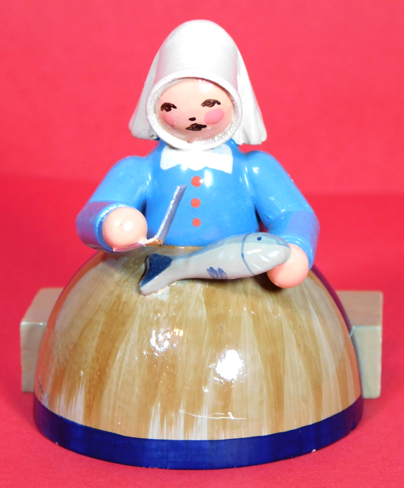 Vintage German Wendt Kuhn Expertic Wooden Fish Monger Woman Figurine | eBay