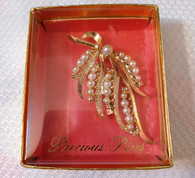 Vintage PRECIOUS PINS Brooch with Faux Pearls | eBay