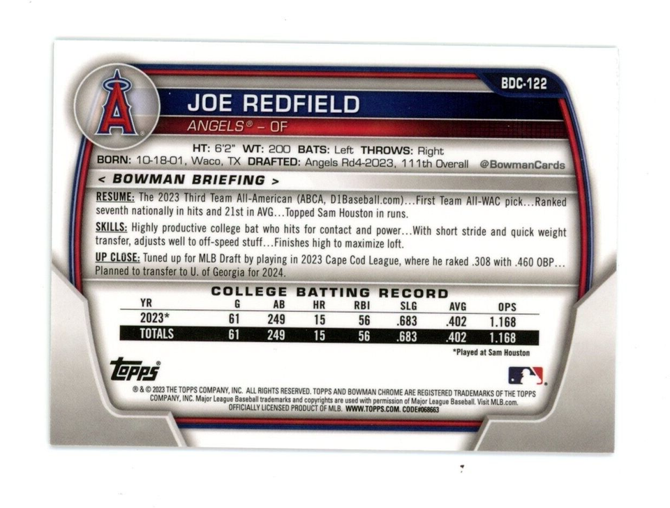 2023 Bowman Chrome 1st Joe Redfield /99 Green Refractor #BDC-122 Angels ...