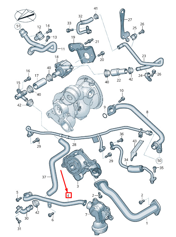 NEW AUDI A4 B9 ENGINE COOLANT PIPE 06M121083J ORIGINAL | eBay