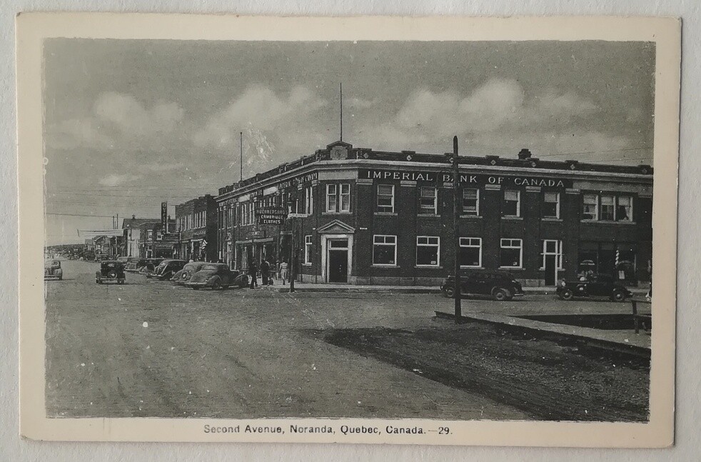 Postcard - Second Ave, Noranda, Quebec w 1920s 1930s cars, Imperial ...