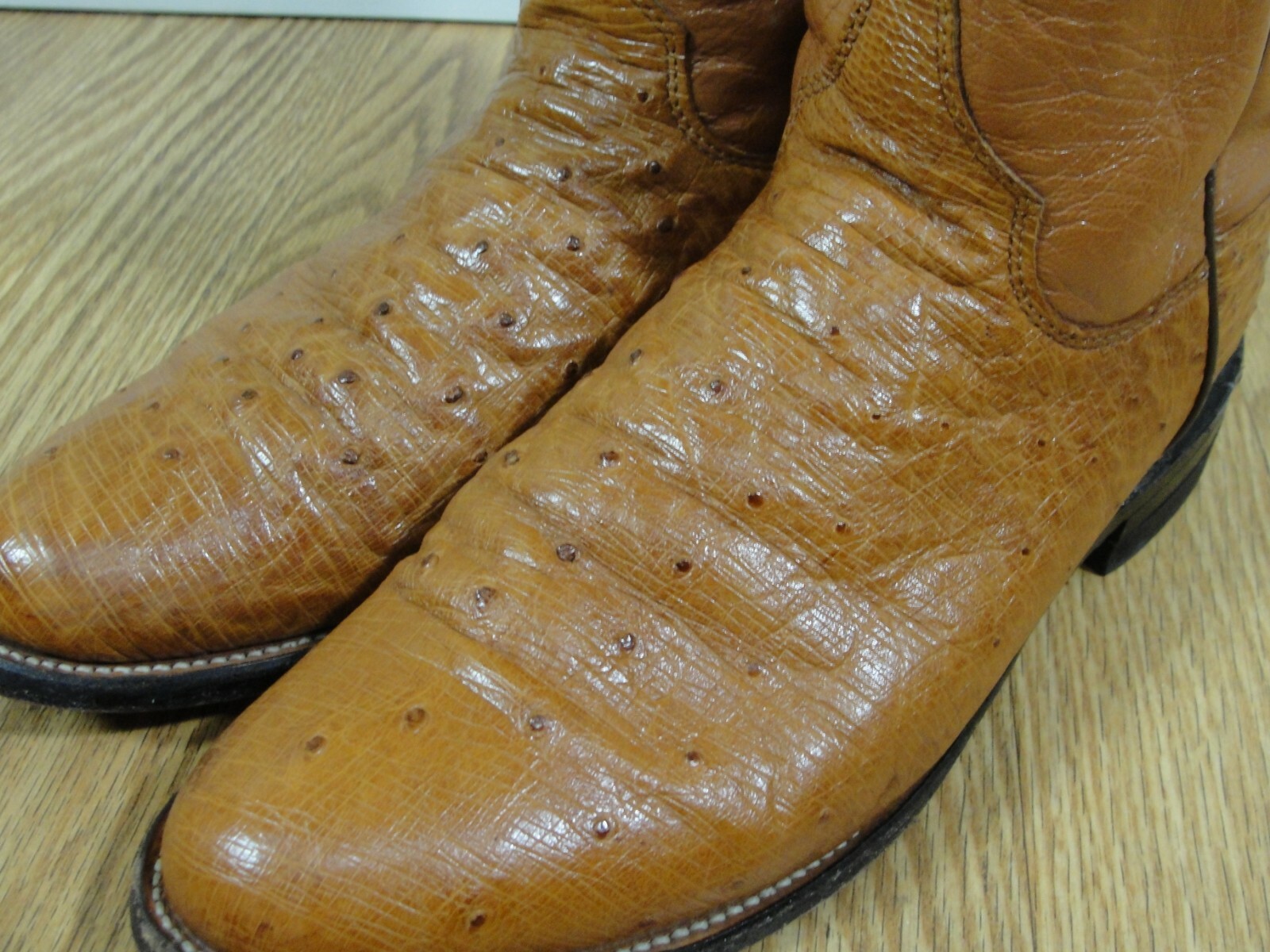 Justin Ostrich Roper Western Cowboy Boots Style L3021 Cognac Sz 6 1/2 B ...