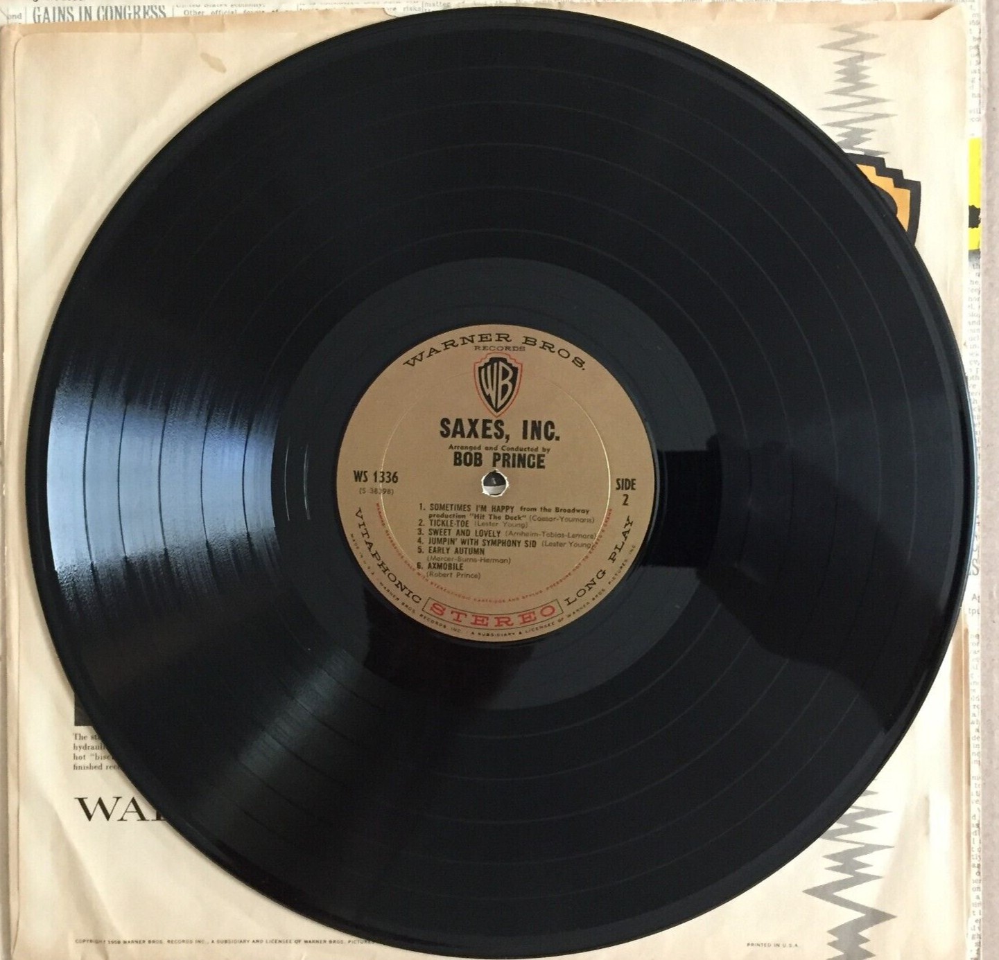 Saxes, Inc. - Warner Bros LP STEREO WS 1336 Coleman Hawkins Zoot Sims ...