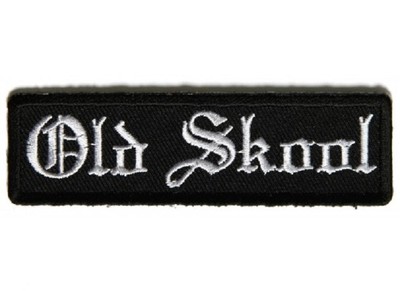 OLD SKOOL Old English 3.5" x 1" iron on patch (5218) Biker Old School ...