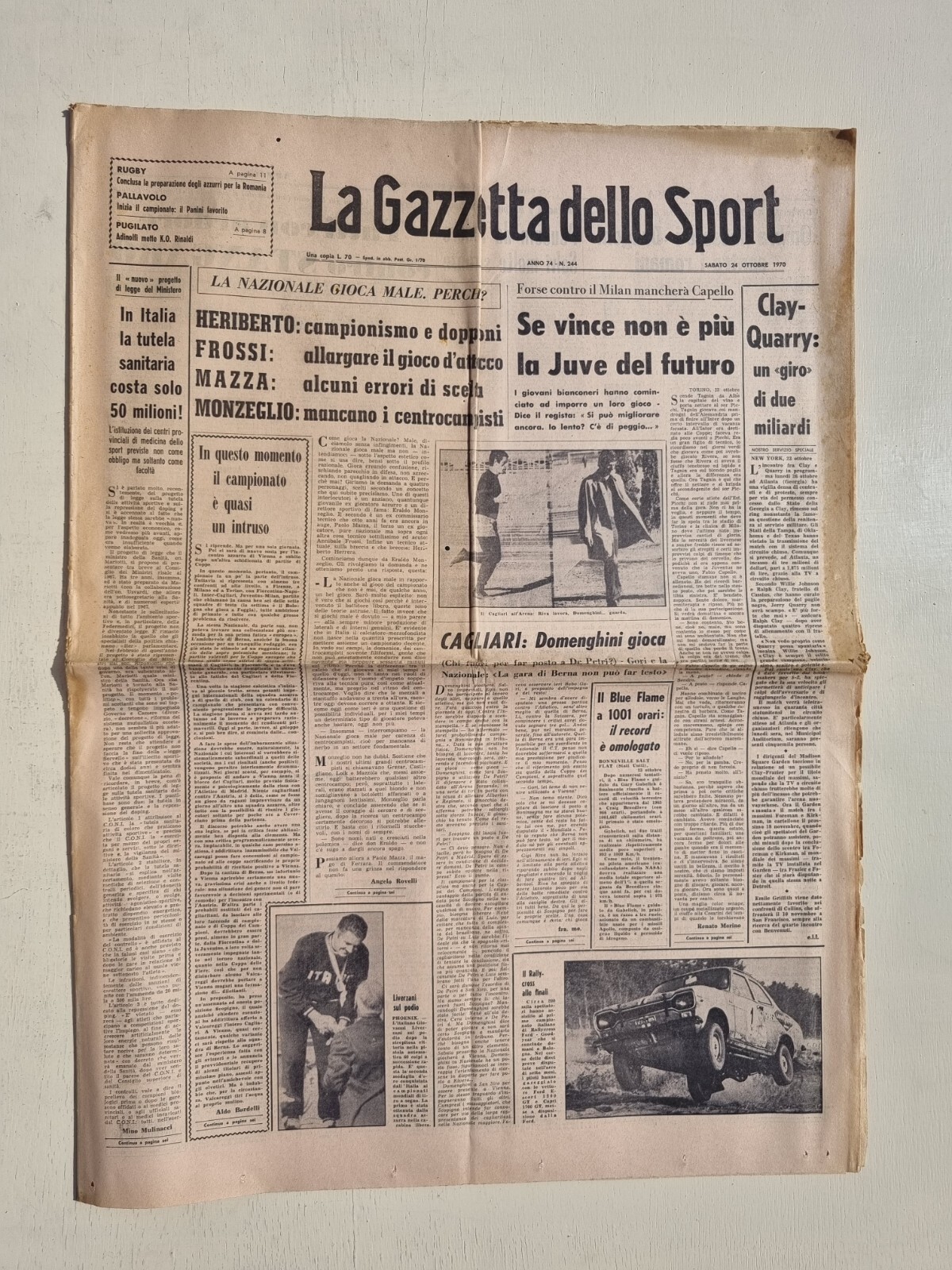 Scottish Mountaineering Screen Sport 24 October 1970 Cagliari Gigi Riva ...