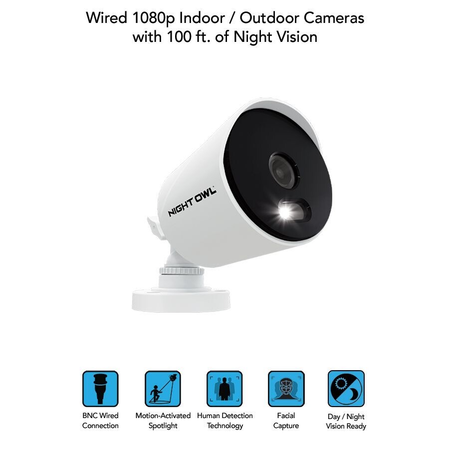 NIGHT OWL CM-DP2L-B Wired BNC 1080P Indoor/Outdoor Bullet Camera Single ...