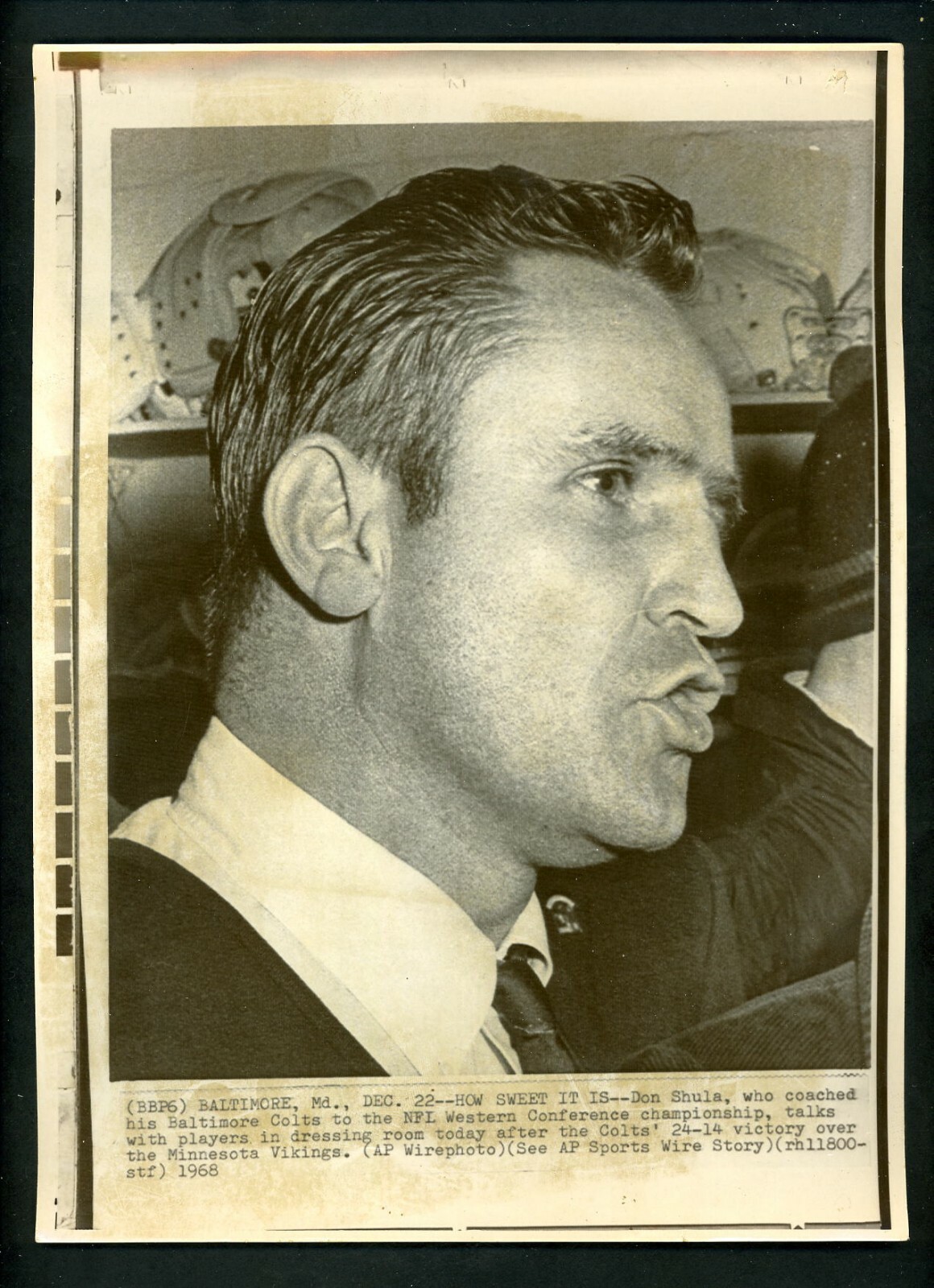 Don Shula coaches Baltimore Colts to Western Conference Title 1968 ...