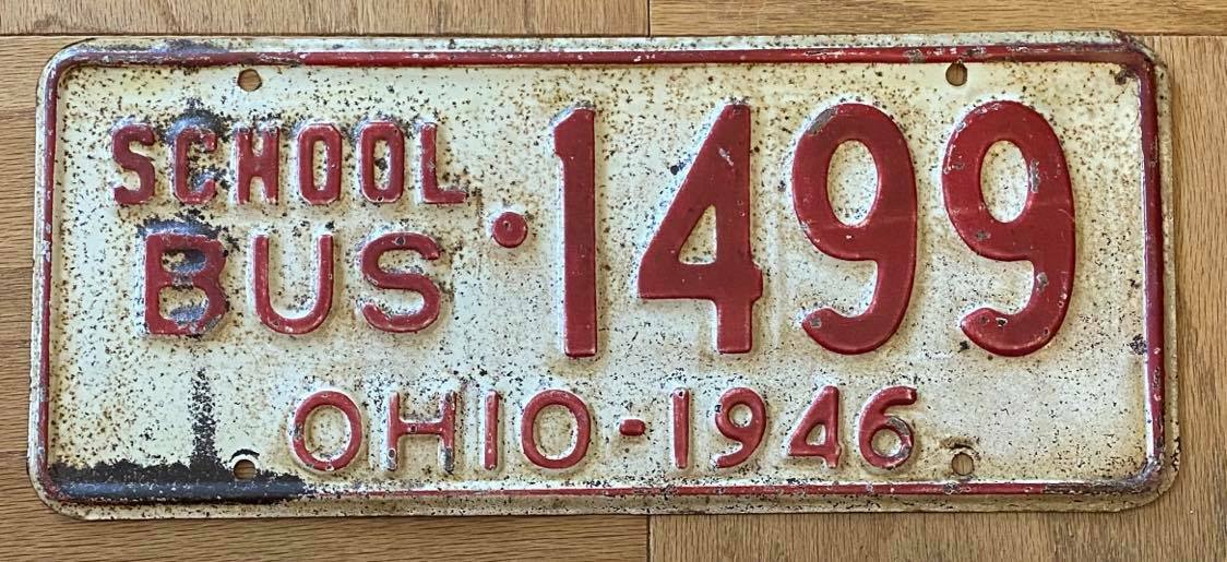 Ohio 1946 SCHOOL BUS License Plate # 1499 | eBay