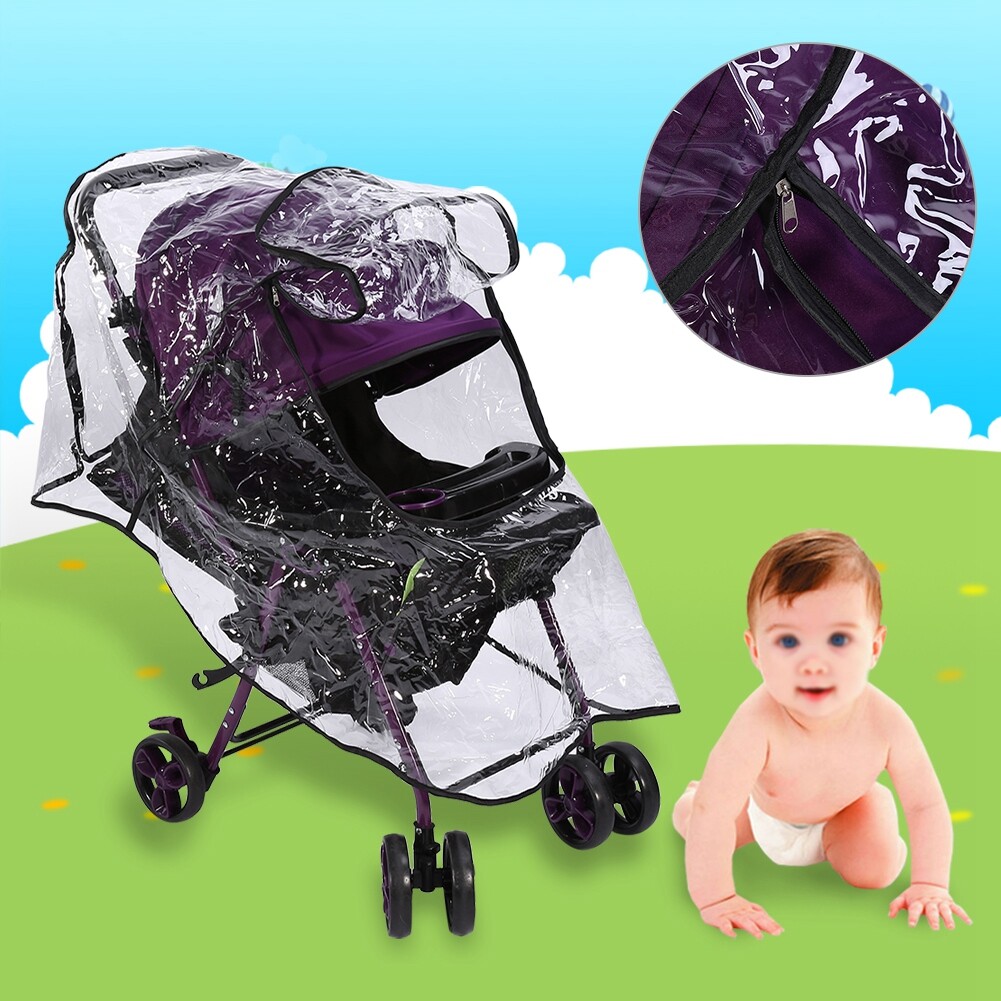 Universal Baby Rain Cover Wind Shield Buggy Pram Clear Cover Pushchair ...