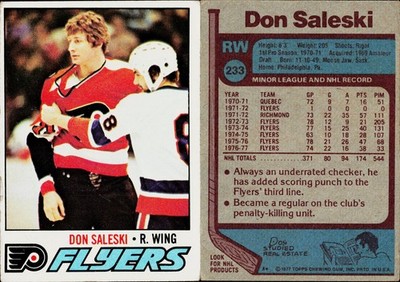 1977-78 Topps Hockey Card #233 Don Saleski Philadelphia Flyers | eBay